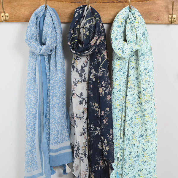 Floral Scarf - Blue – Hadley Wren Wholesale
